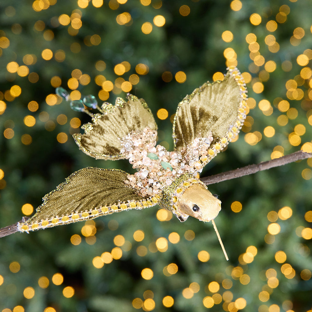 Bird Glitter Ornament (Gold) | Christmas Decorations
