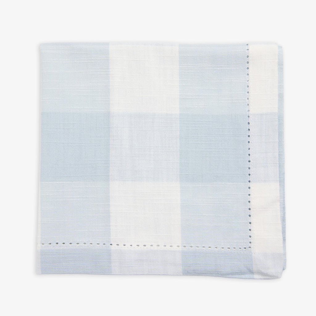 Aurora Check Napkins (Set of Four) | Blue & White Cotton Table Linen