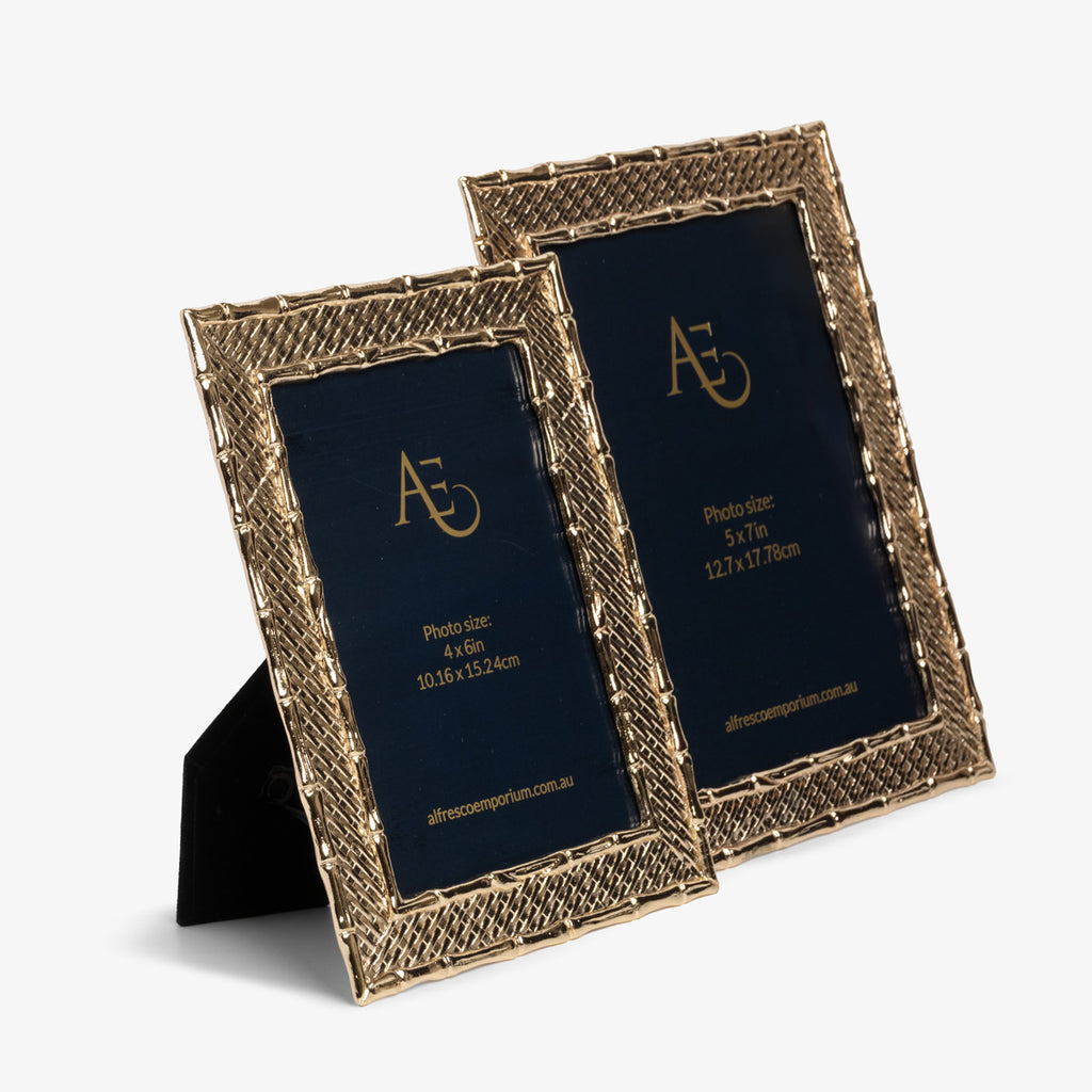 Bamboo Basket Photo Frames (Gold) | Metal Picture Frames