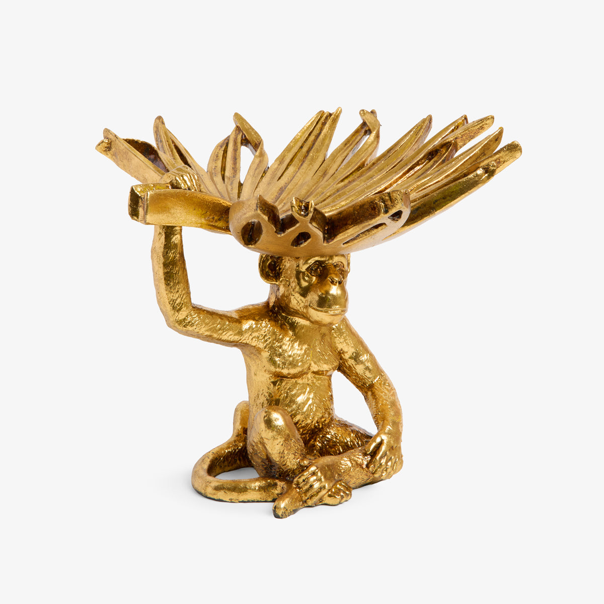 Gold Monkey With Leaf Bowl | Decorative Statues & Sculptures