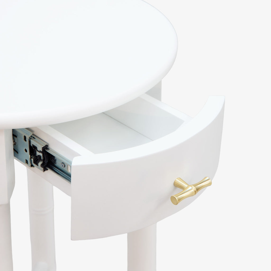 Indira Round Side Table (White) | Small Bamboo Side Table