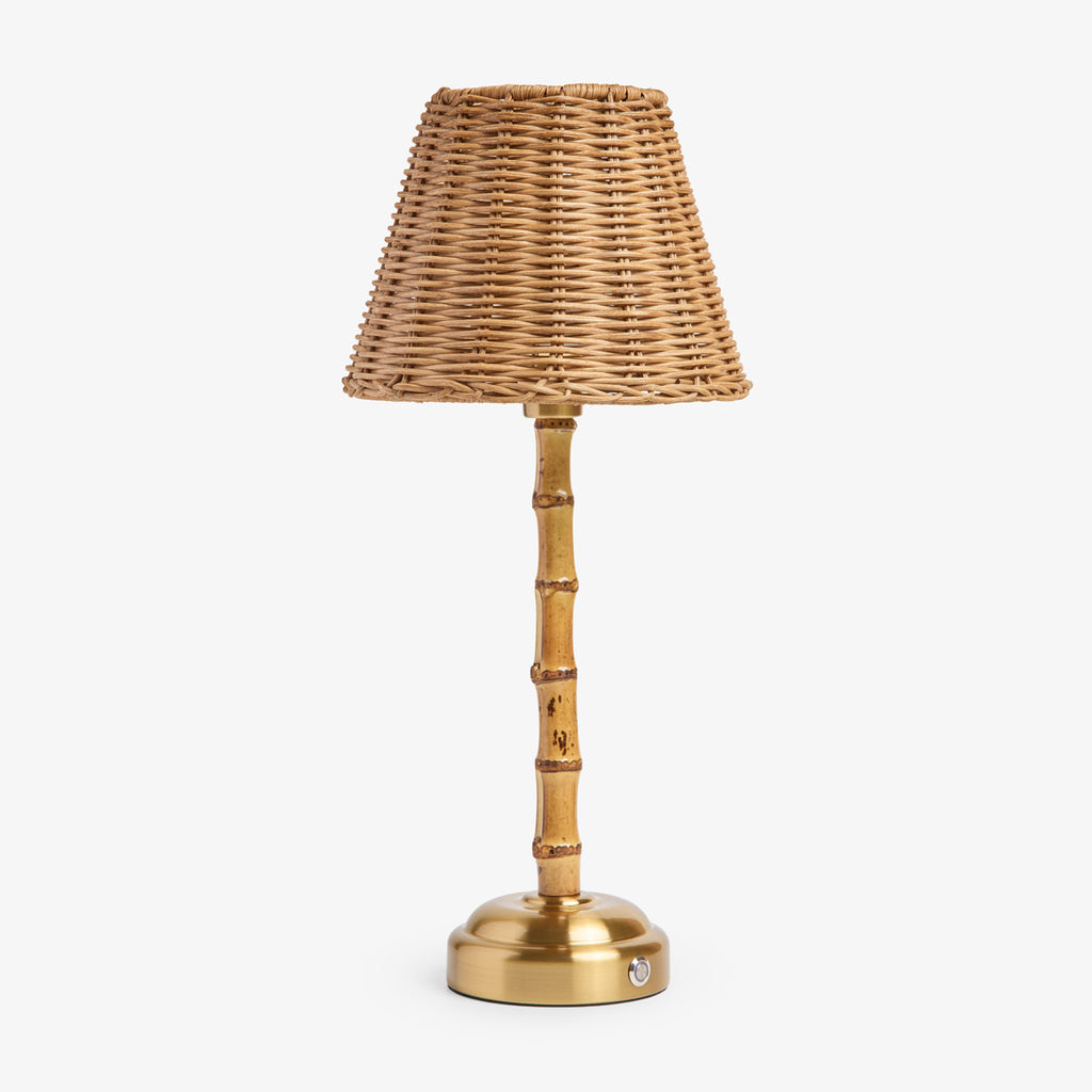 Bamboo & Rattan Cordless Touch Lamp | Rechargeable Lighting