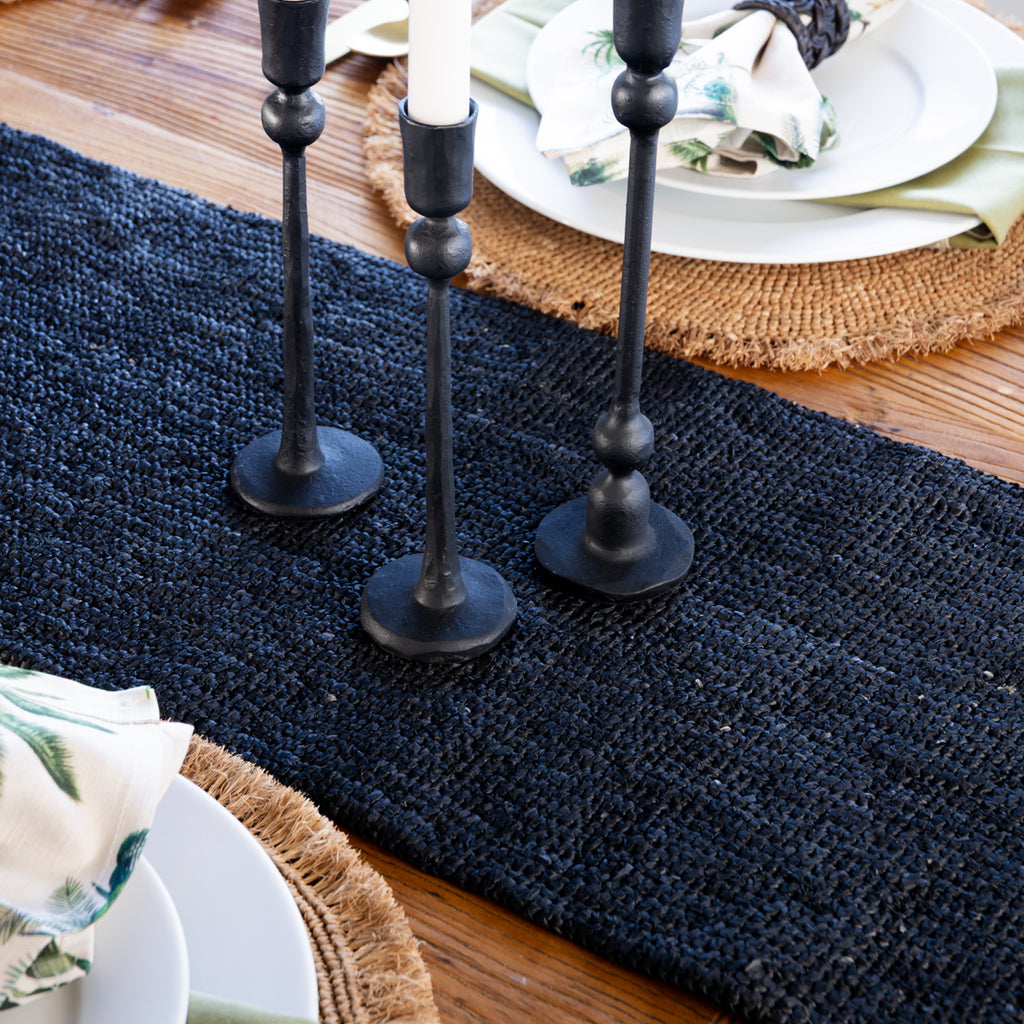 Napery | Madagascar Black Raffia Table Runner | Alfresco Emporium