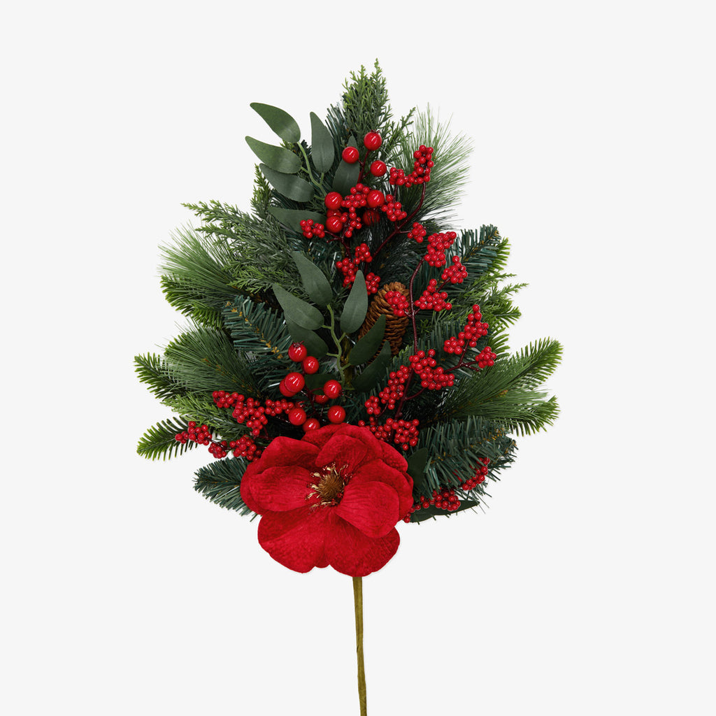 Meta Title Red Magnolia Pick (70cm) | Christmas Floral Decoration