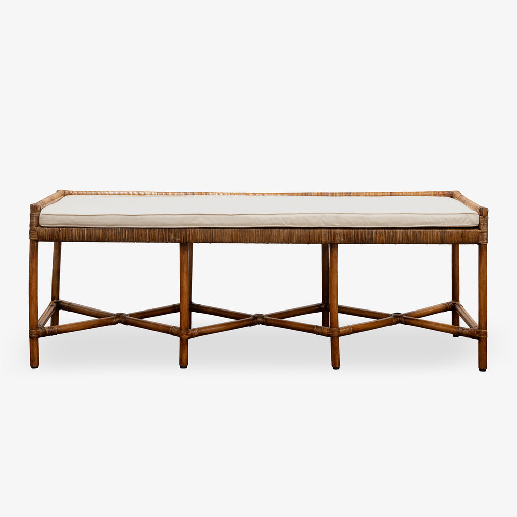 Rattan Cross Bench With Cushion (Brown) | Entryway Benches & Bed Ends