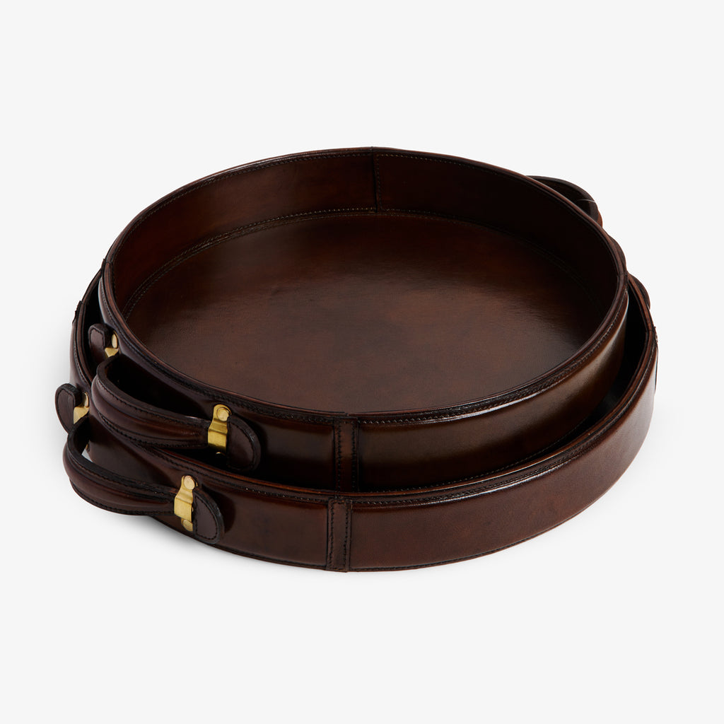 Round Leather Trays | Genuine Leather Serving Trays